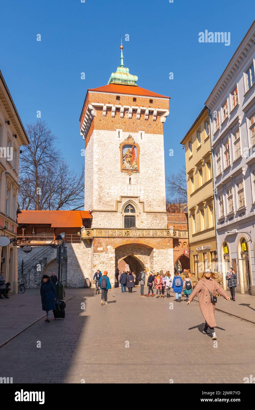 Krakow, Poland - 14 March, 2022: Florian's Gate at Florianska Street ...