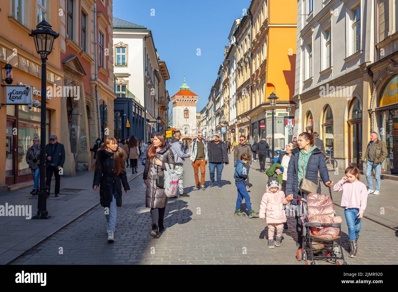 Krakow, Poland - 14 March, 2022: Florian's Gate at Florianska Street ...