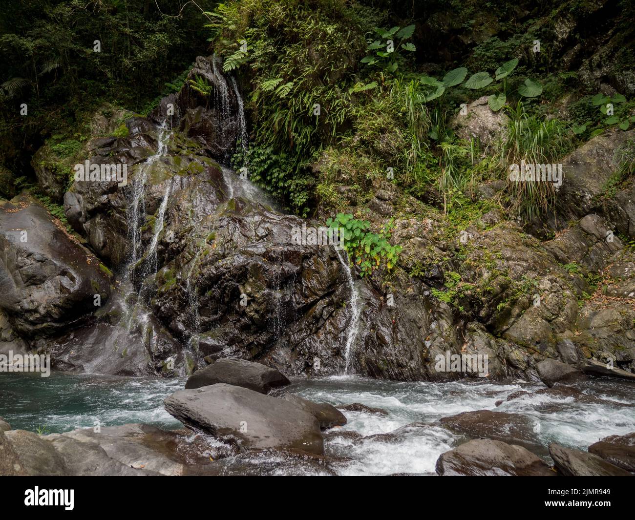 Small waterfall flowing into stream in Wulai, Taipei Stock Photo - Alamy