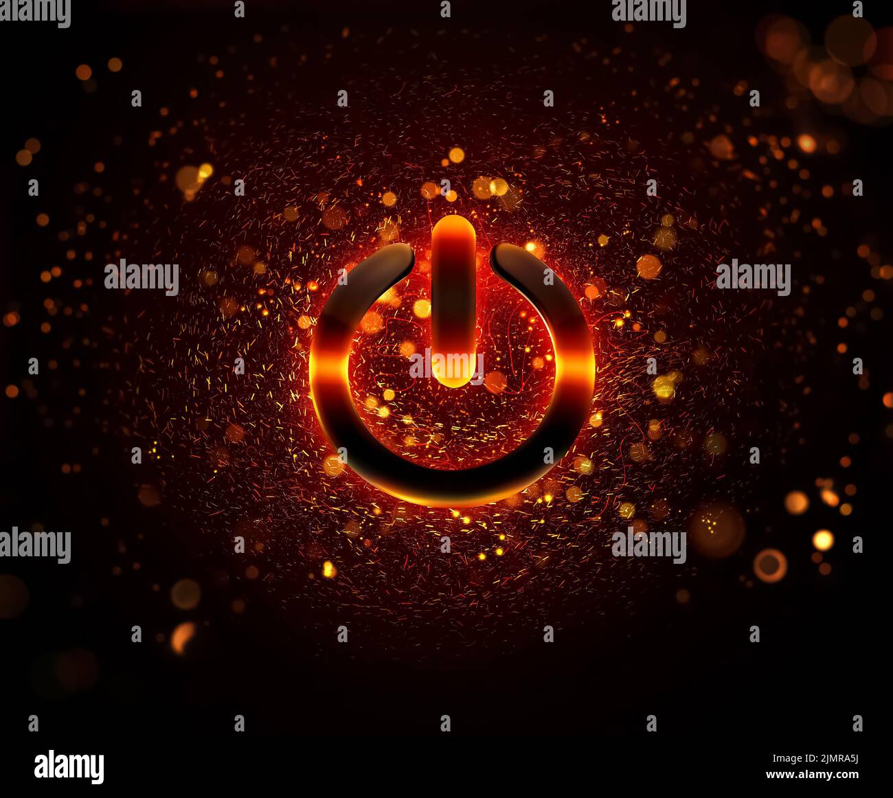 Burning Power Button Stock Photo - Alamy