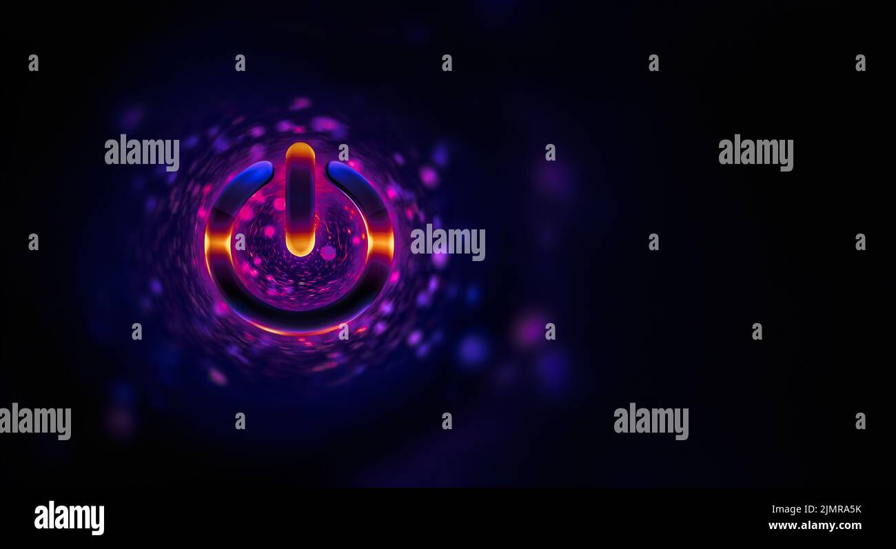 Glowing Power Button Stock Photo - Alamy