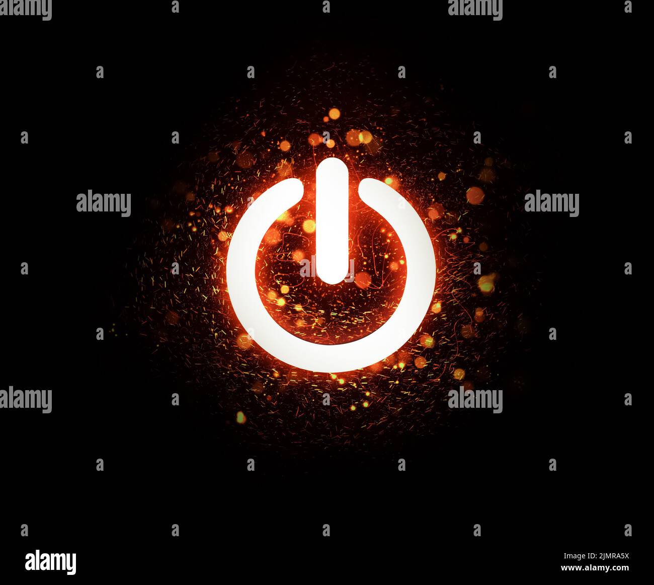 Burning Power Button Stock Photo - Alamy