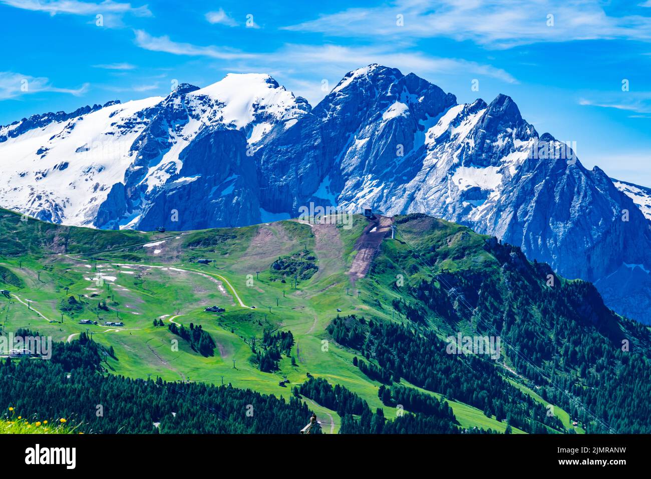 Mountain landscape of Italian Dolomites covered with snow Stock Photo ...