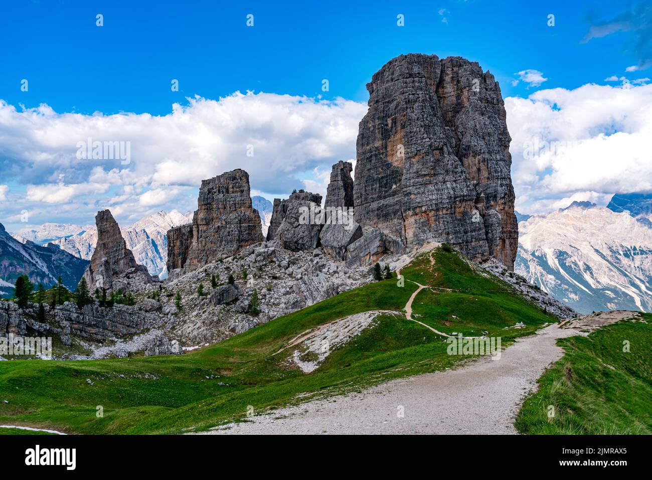 View of Cinque Torri, a rock formation of Nuvolao Group in the Italian ...