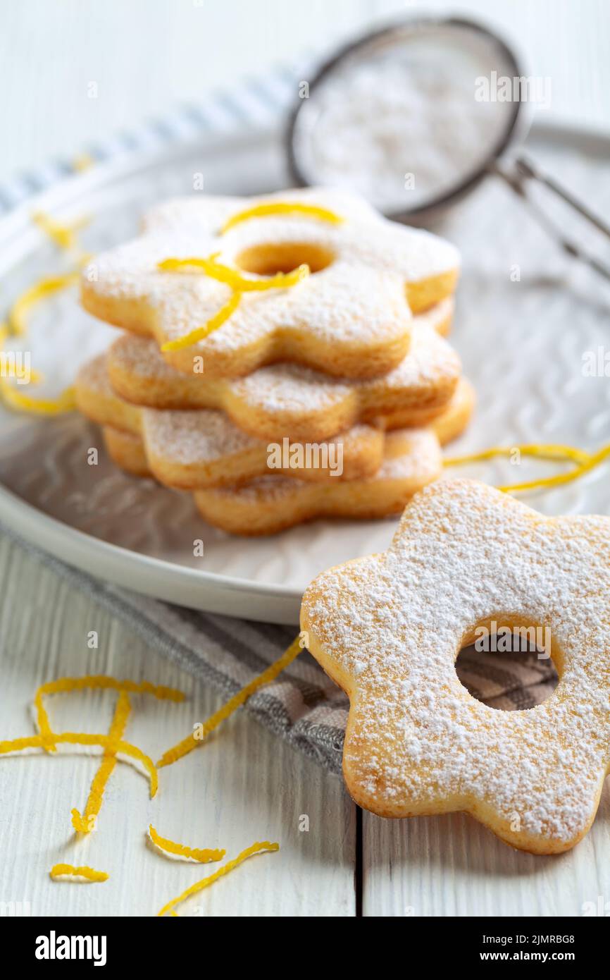Italian cookies canestrelli close-up Stock Photo - Alamy