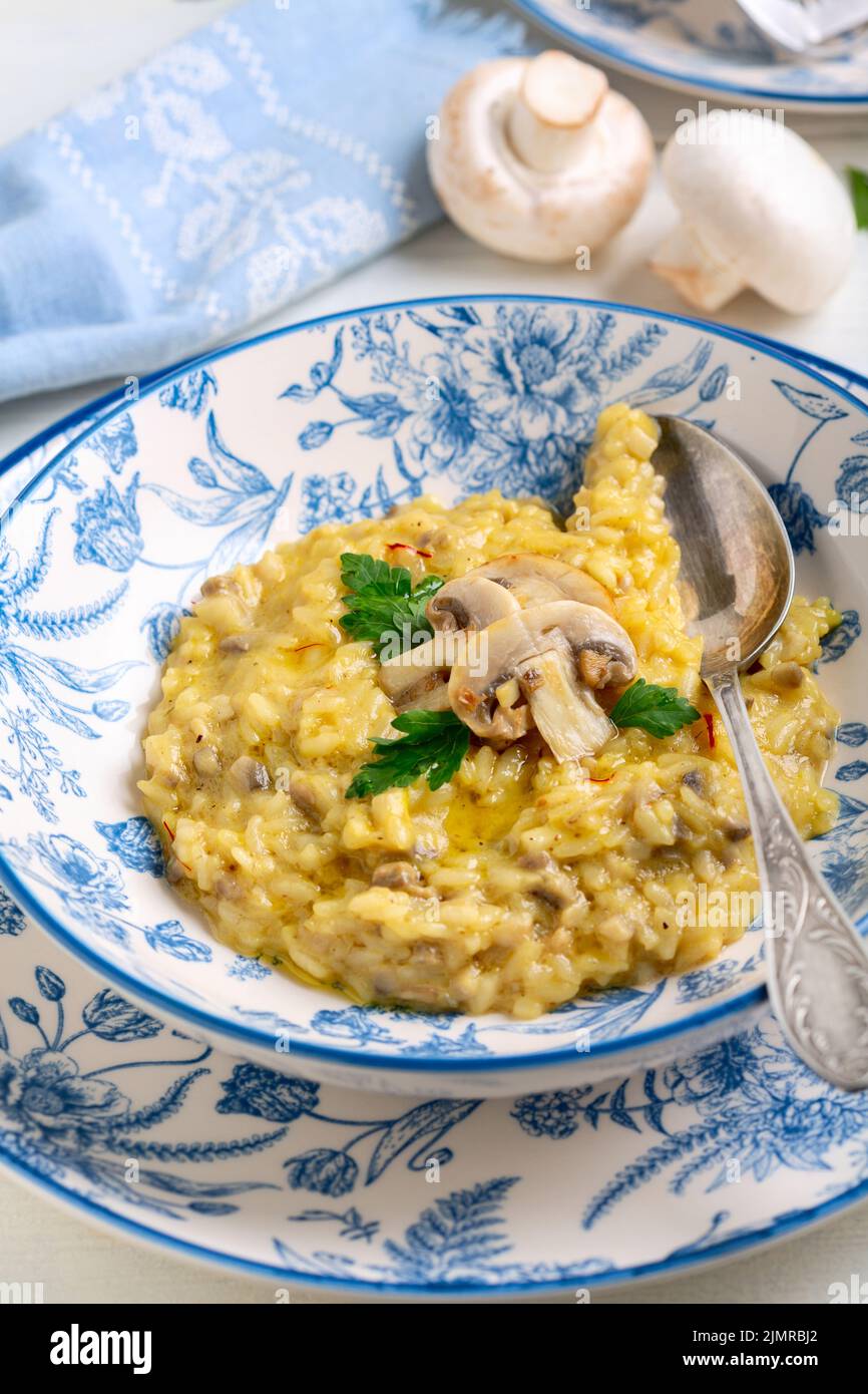 Traditional risotto with mushrooms Stock Photo - Alamy