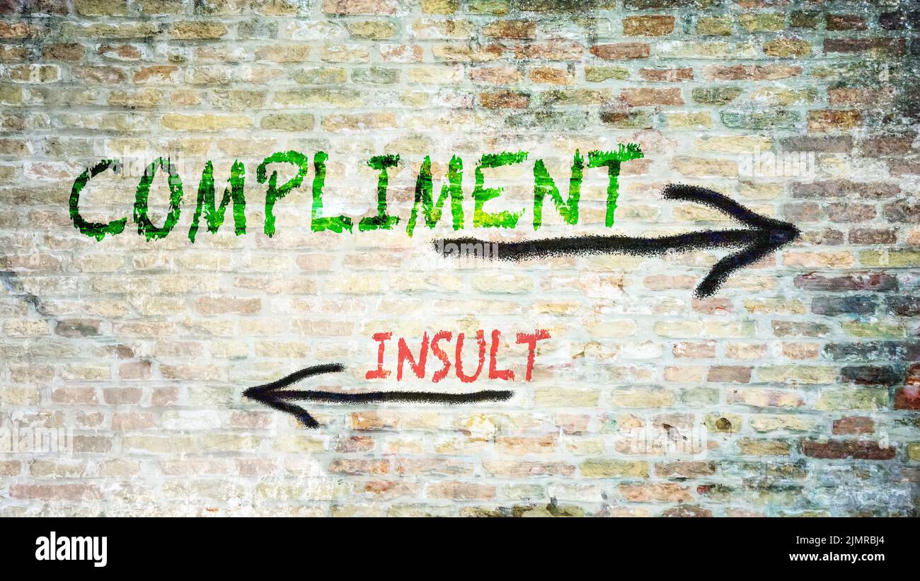 Street Sign Compliment versus Insult Stock Photo - Alamy