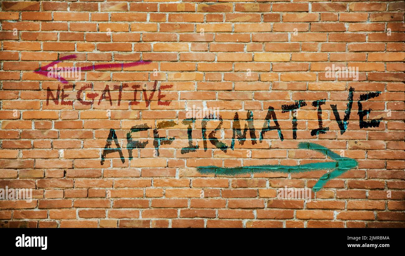 Street Sign to Affirmative versus Negative Stock Photo - Alamy