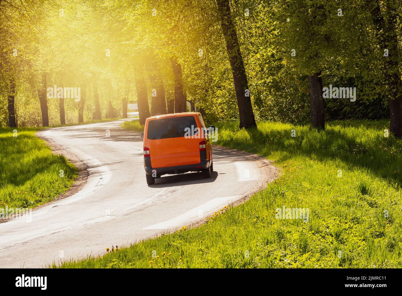 Car driving through forest hi-res stock photography and images - Alamy