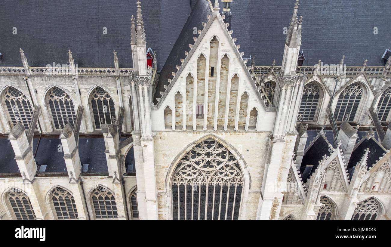 MECHELEN, Malines, Antwerp, BELGIUM, May 16, 2022, Detail of the tower ...