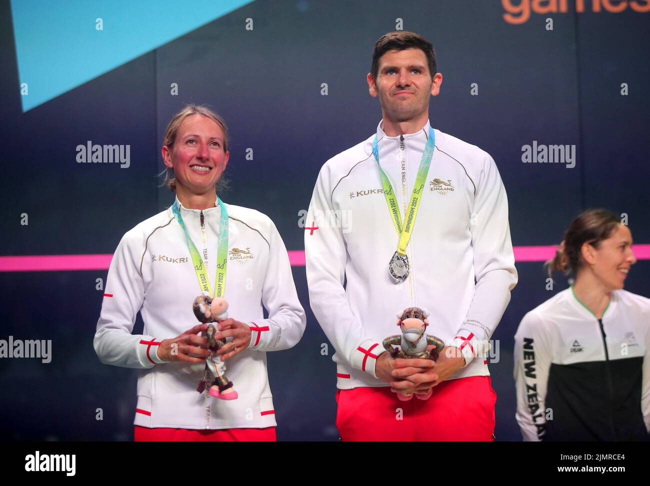 England's Alison Waters (left) and Adrian Waller with their silver ...