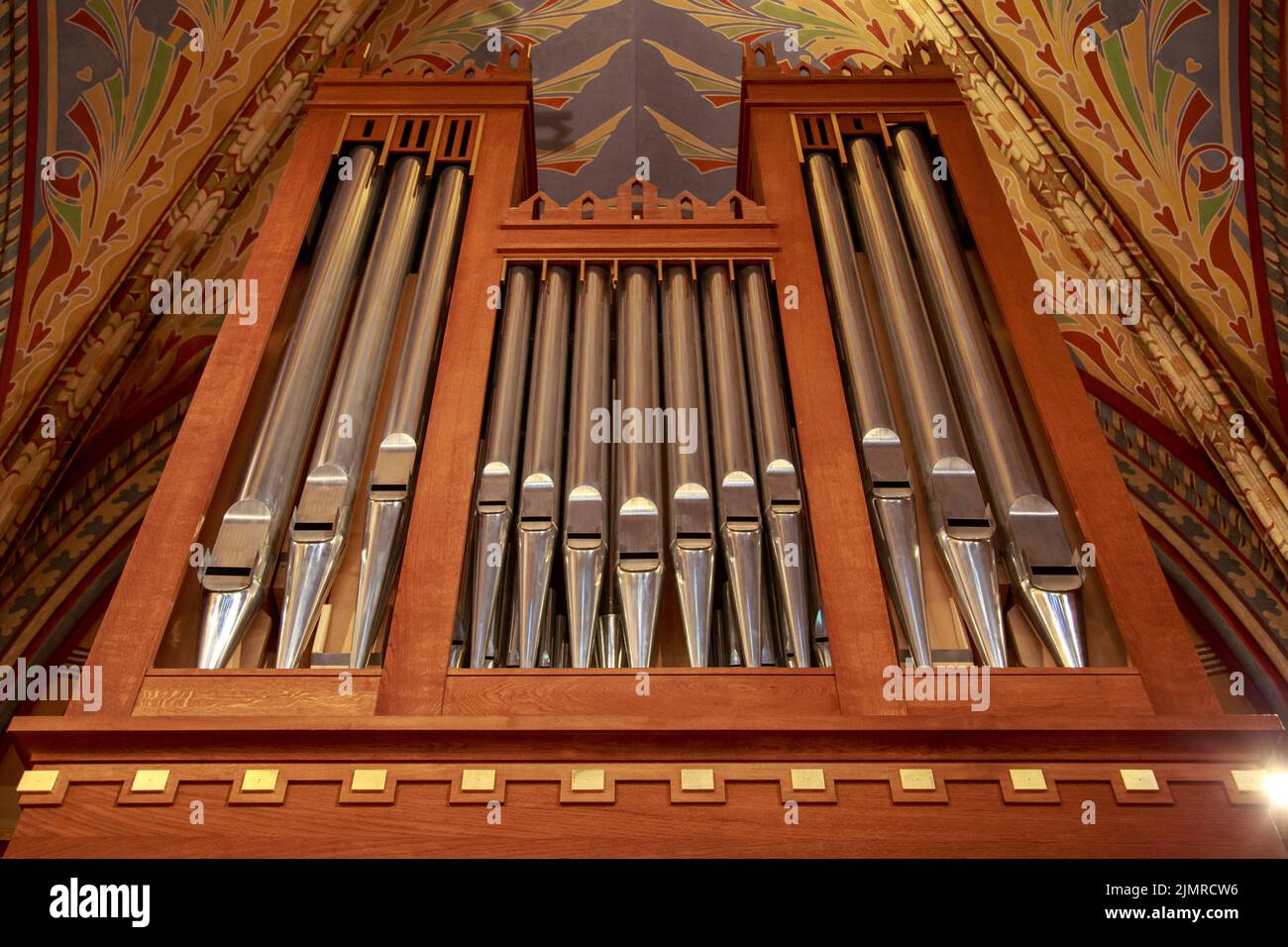 Close-up of modern steel organ pipe Stock Photo - Alamy