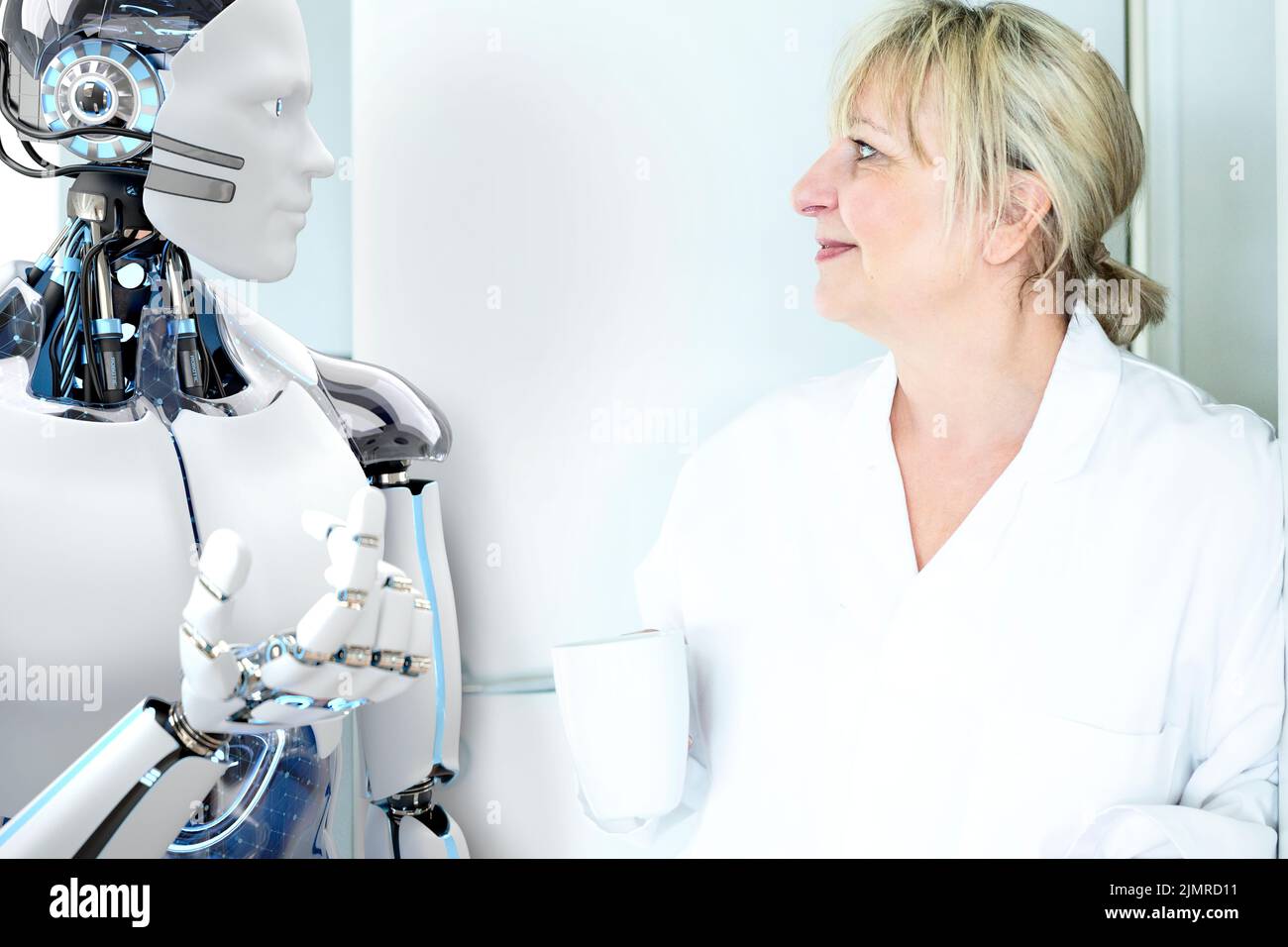 Scientist and humanoid robot work together Stock Photo - Alamy
