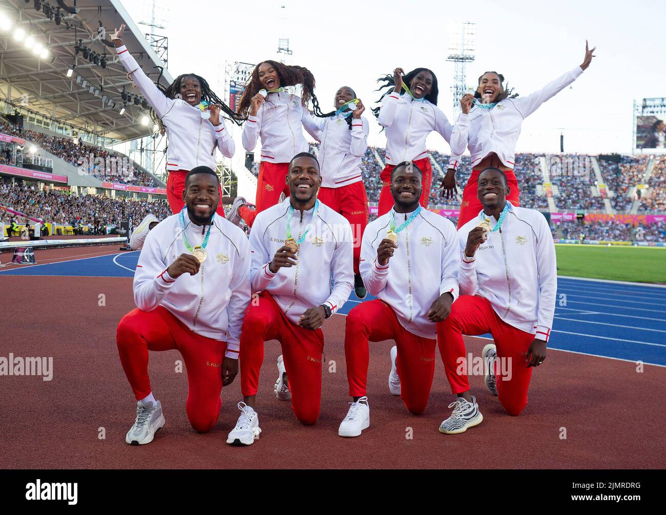 Birmingham, UK. 7th Aug, 2022. The Men and Women's 4x100m relay teams ...