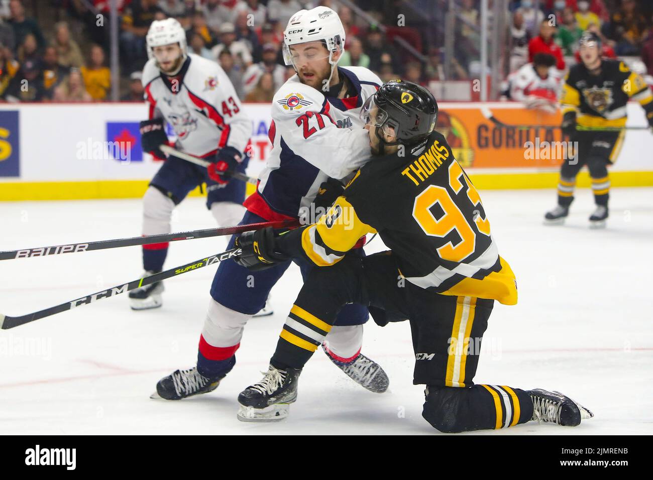 (Editorial Only) Michael Renwick(27) of the Windsor Spitfires. Luke ...