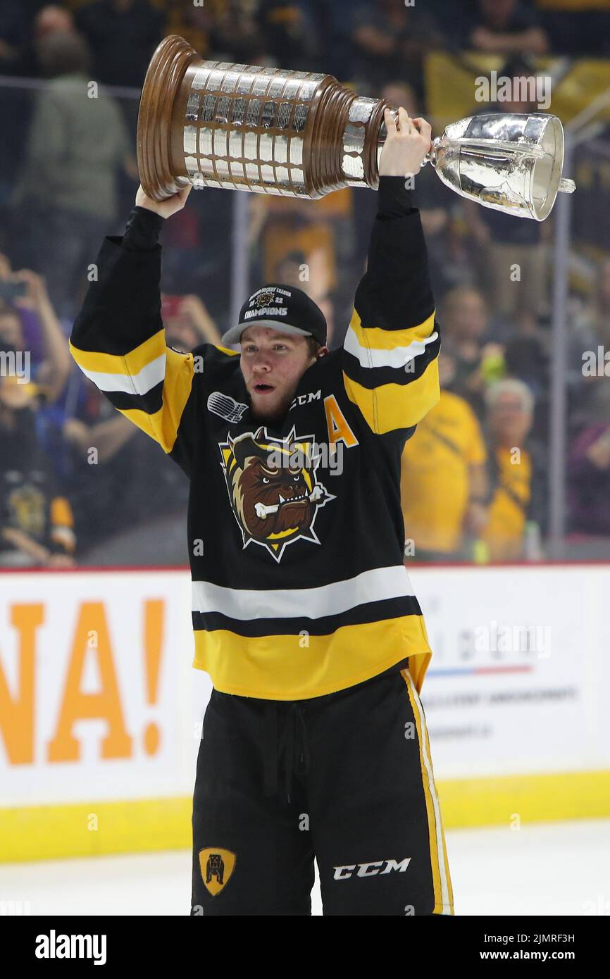 (Editorial Only) Giordano Biondi(17) of the Hamilton Bulldogs. Luke ...