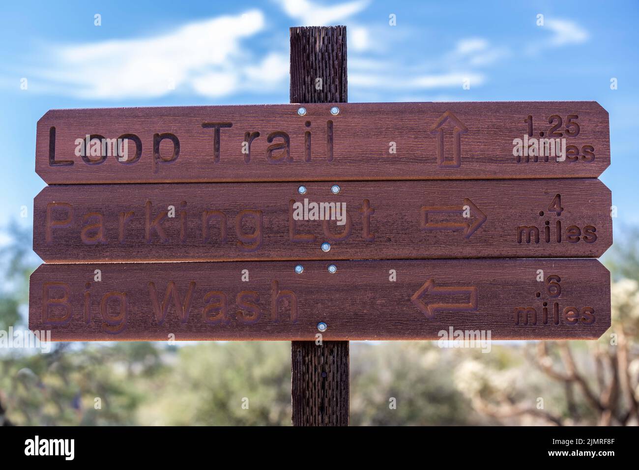 A description board for the trails in Tucson, Arizona Stock Photo - Alamy