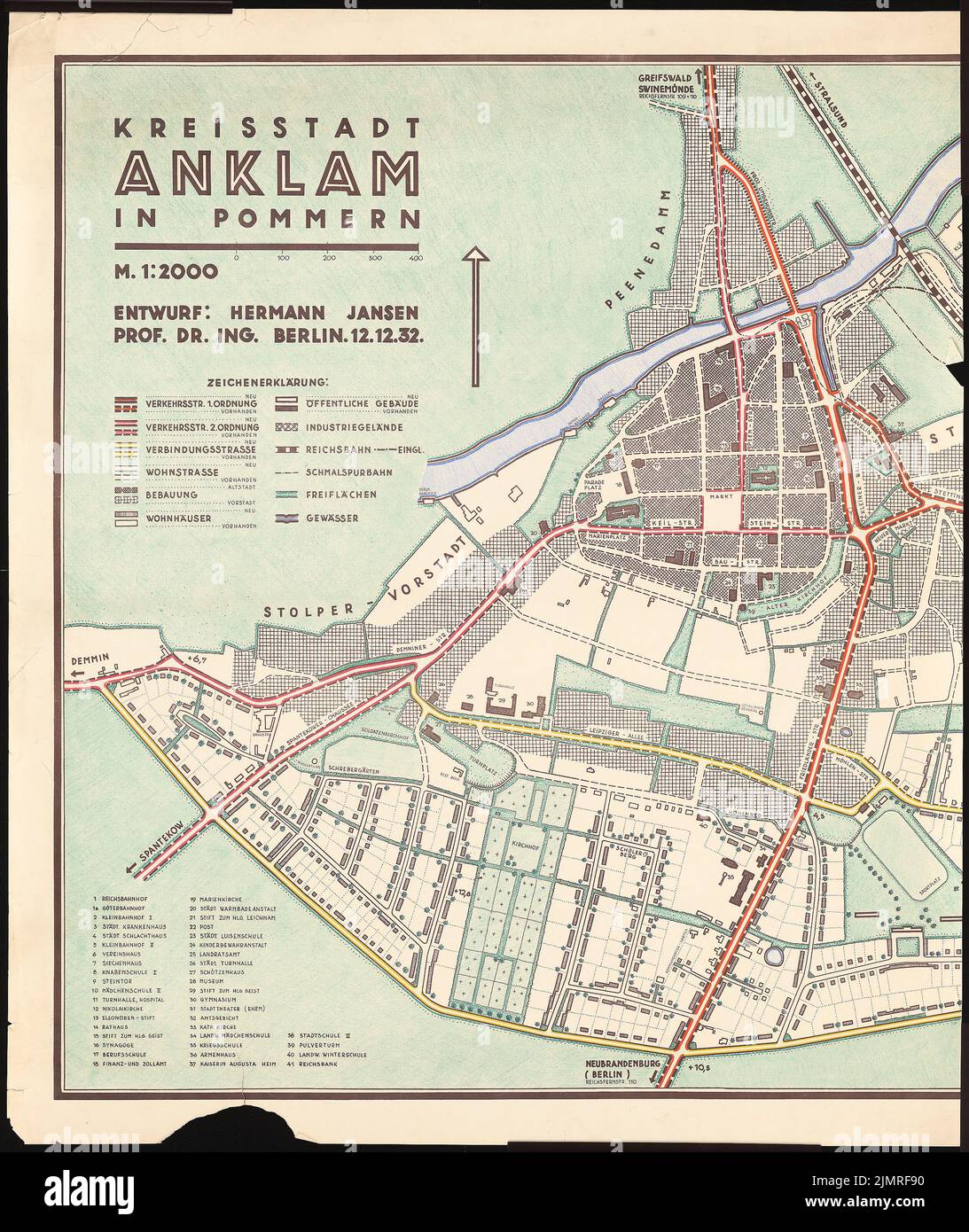 Jansen Hermann (1869-1945), development plan and city expansion Anklam ...