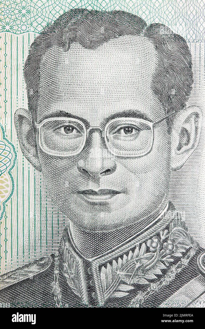 Bhumibol Adulyadej - King Rama IX, portrait from Thai money Stock Photo ...