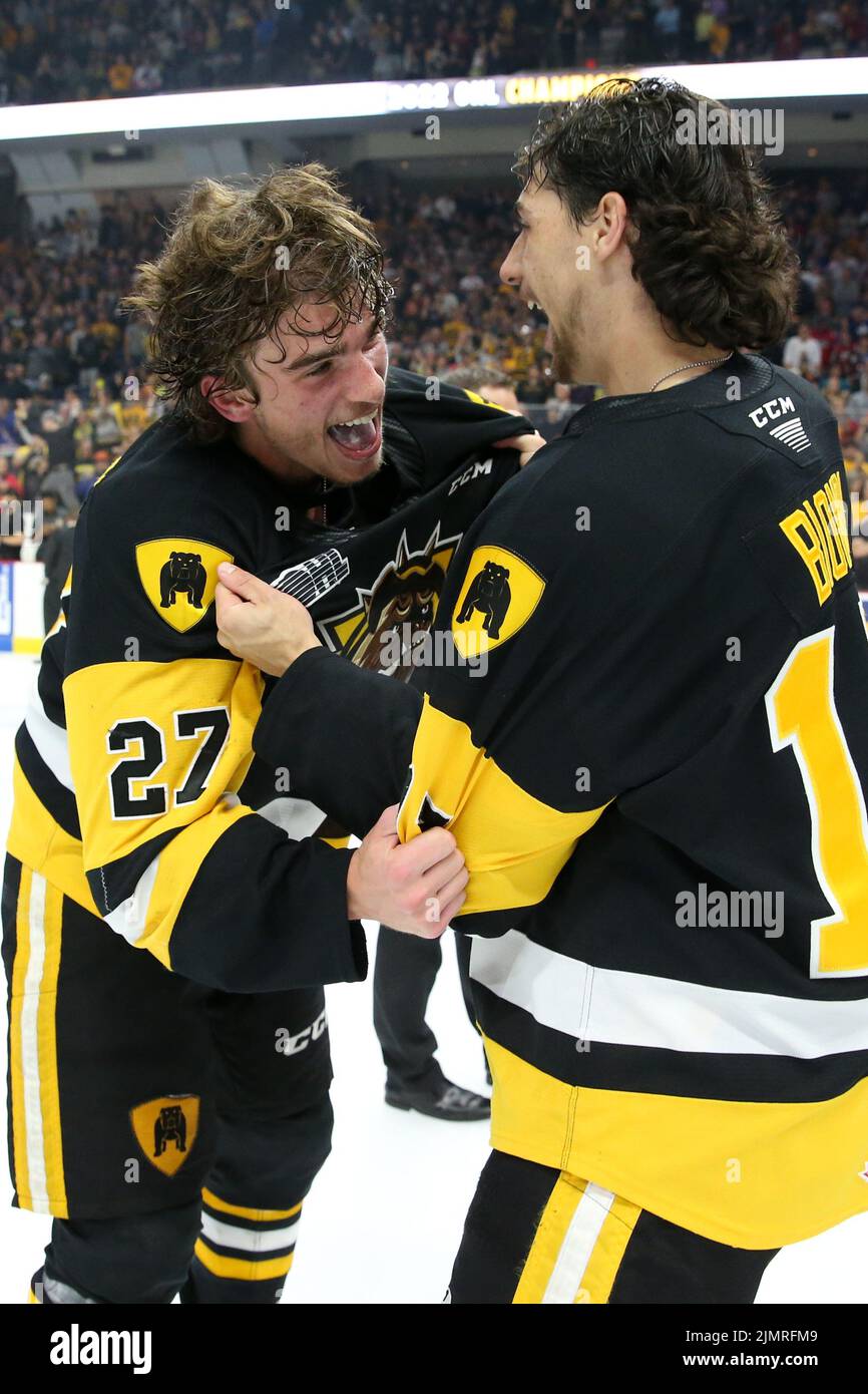 (Editorial Only) Ryan Winterton(27) of the Hamilton Bulldogs 2022 OHL ...