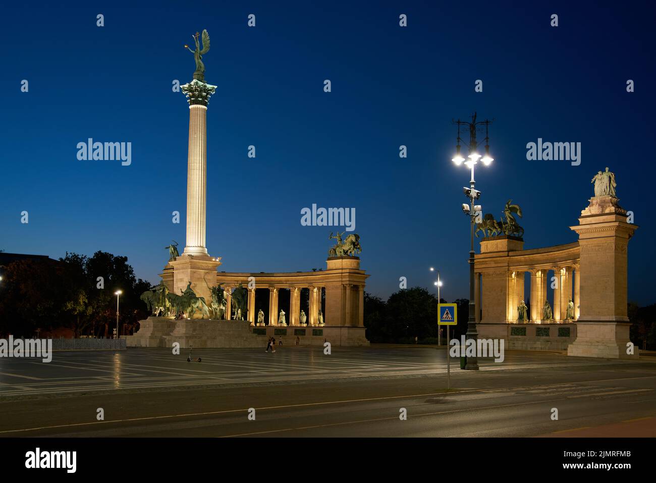 Heroes Square (Hosok tere) at night in Budapest, Hungary Stock Photo ...