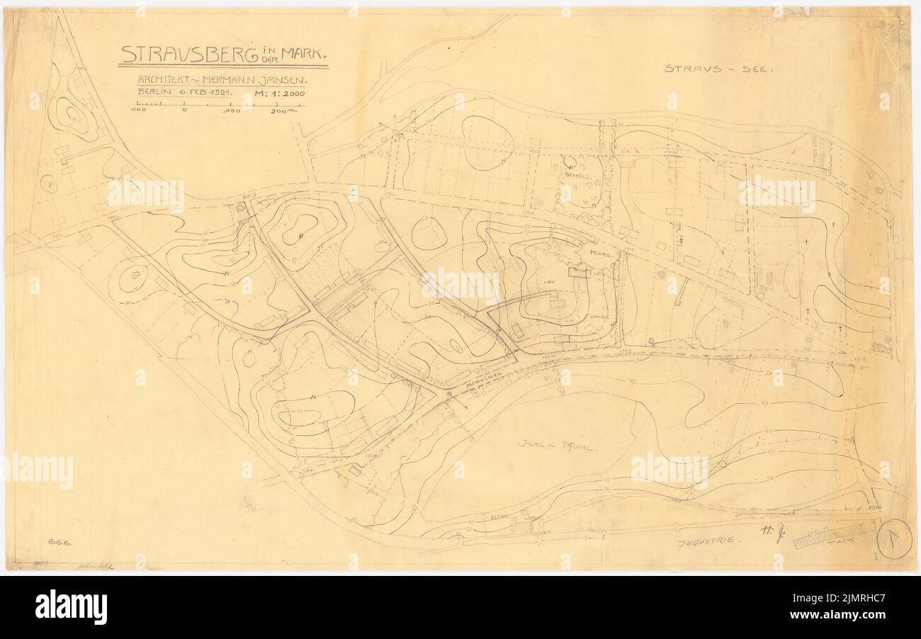Jansen Hermann (1869-1945), partial development plan, Strausberg (06.02 ...