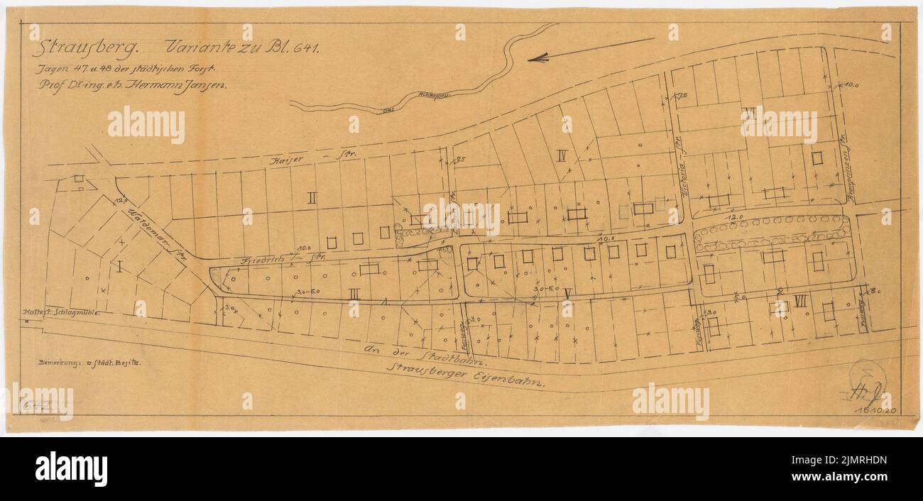 Jansen Hermann (1869-1945), partial development plan, Strausberg ...