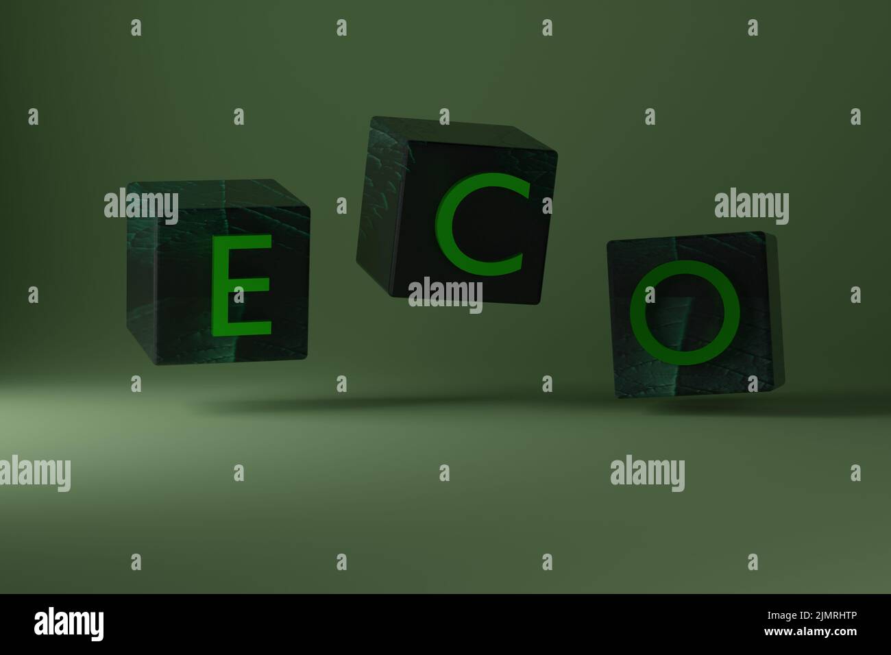 eco word on green cubes. Green background. 3D render Stock Photo - Alamy