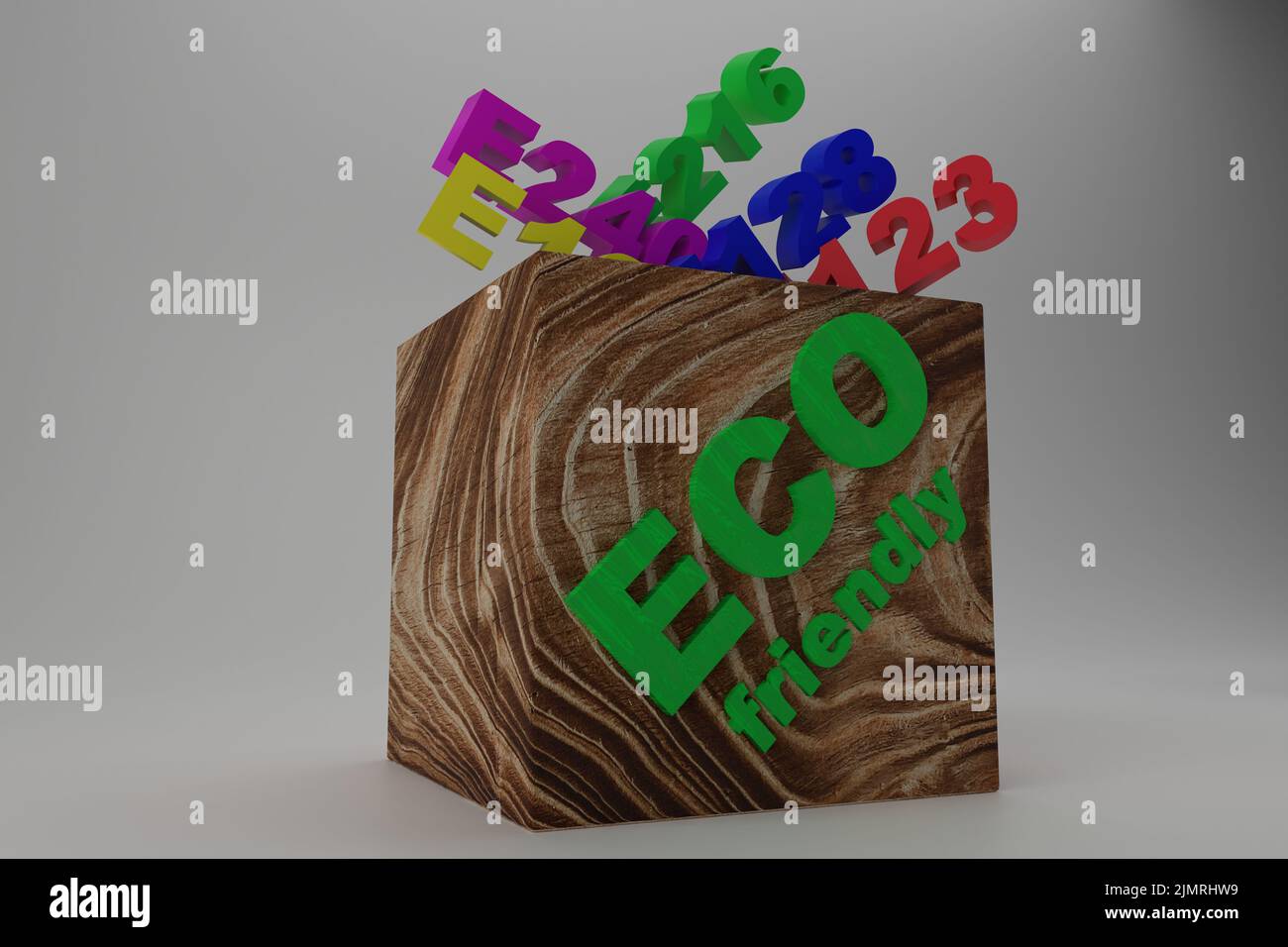 Greenwashing concept. A wooden box with the inscription eco and harmful ...