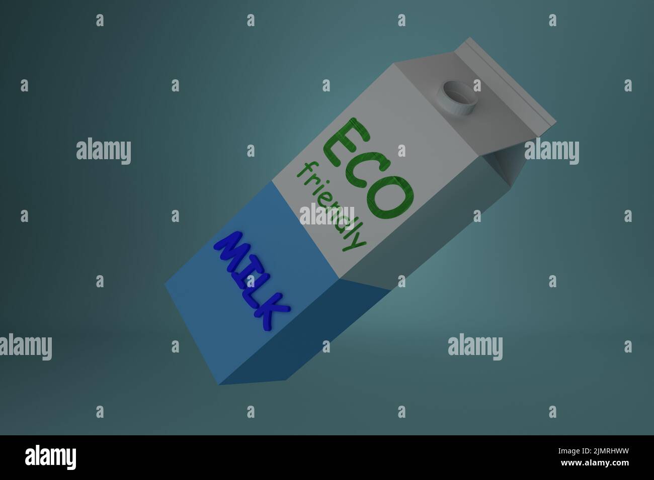 Eco friendly milk package on a blue background. 3D render Stock Photo ...