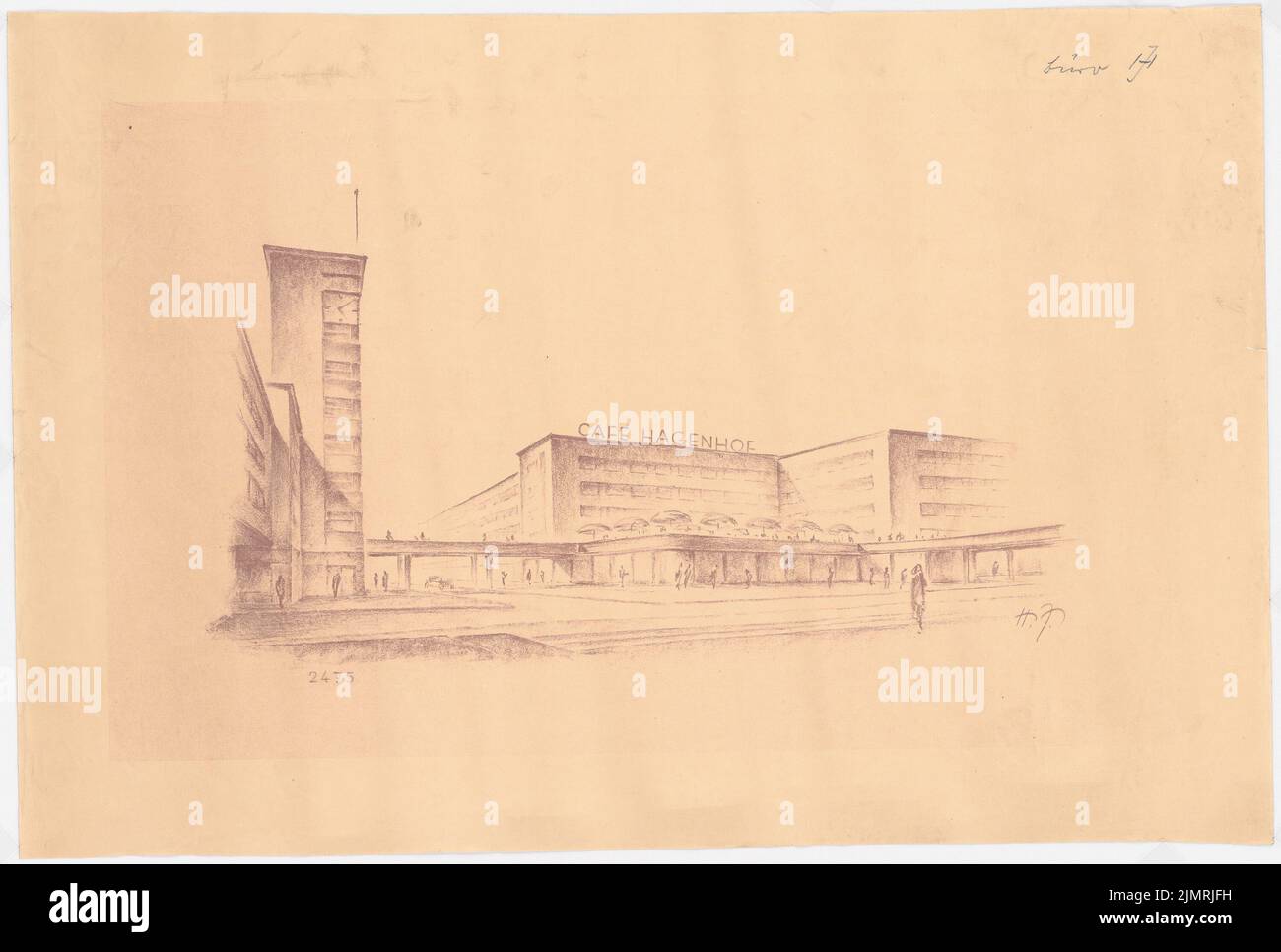Jansen Hermann (1869-1945), Hagen-Hof (1928-1928): Perspective view ...