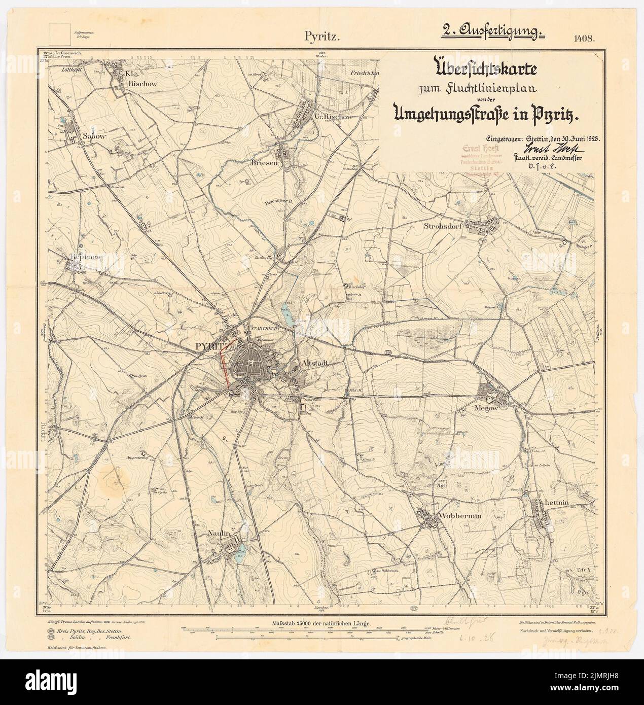 Jansen Hermann (1869-1945), Pyritz city expansion (June 30, 1928 ...
