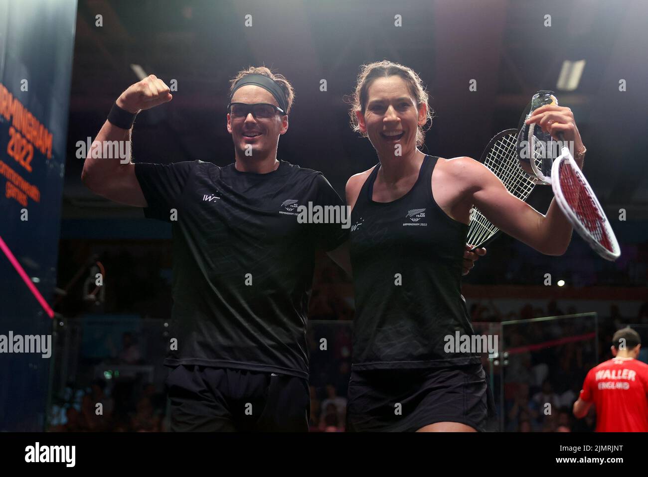 New Zealand's Paul Coll and Joelle King celebrate beating England's ...