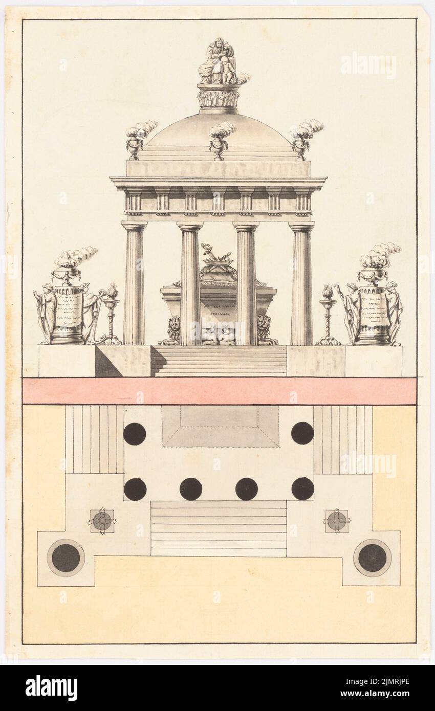 Unknown architect, grave monument (approx. 1800): View, floor plan ...