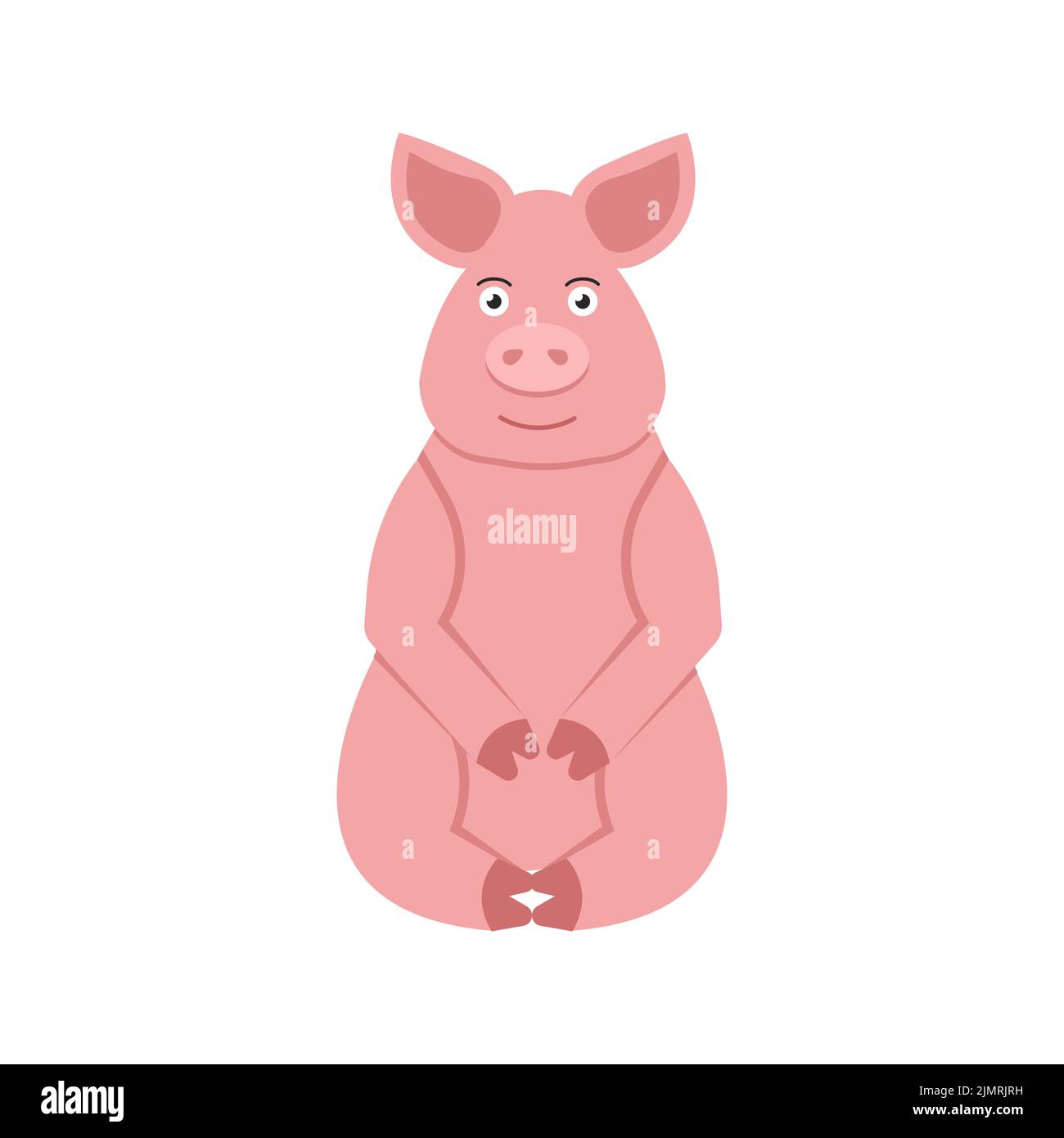 Funny pig vector illustration in flat style isolated on white ...