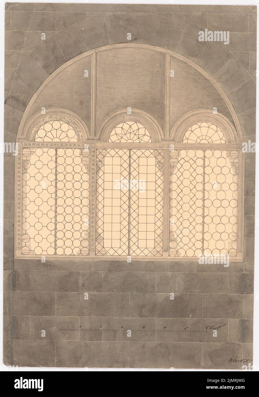 Unknown architect, round arch window (without dat.): View. Pencil and ...