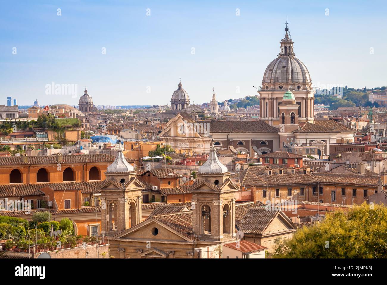 Rome cityscape with blue sky and clouds, Italy Stock Photo - Alamy