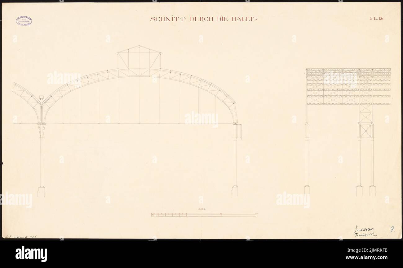 Wallot Paul (1841-1912), Central Station in Frankfurt/Main (1880 ...
