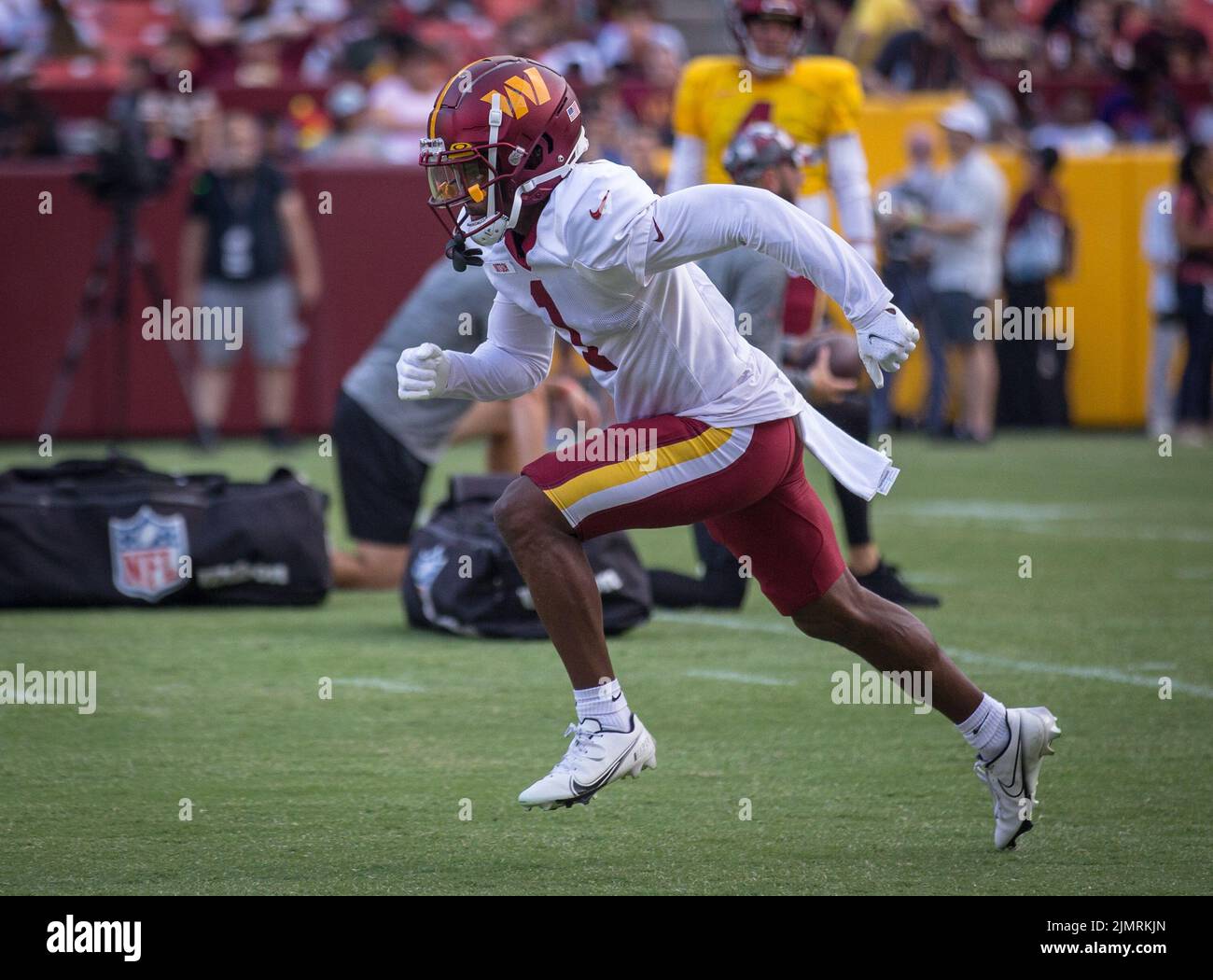August 6, 2022: Washington Commanders wide receiver Jahan Dotson (1 ...