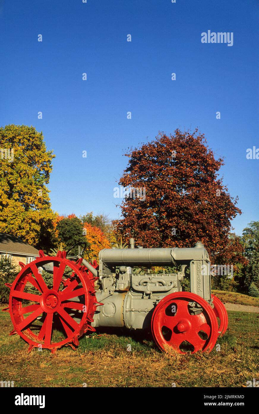 Vintage Fordson Tractor, red wheels, autumn colors, Millstone Twp., New ...