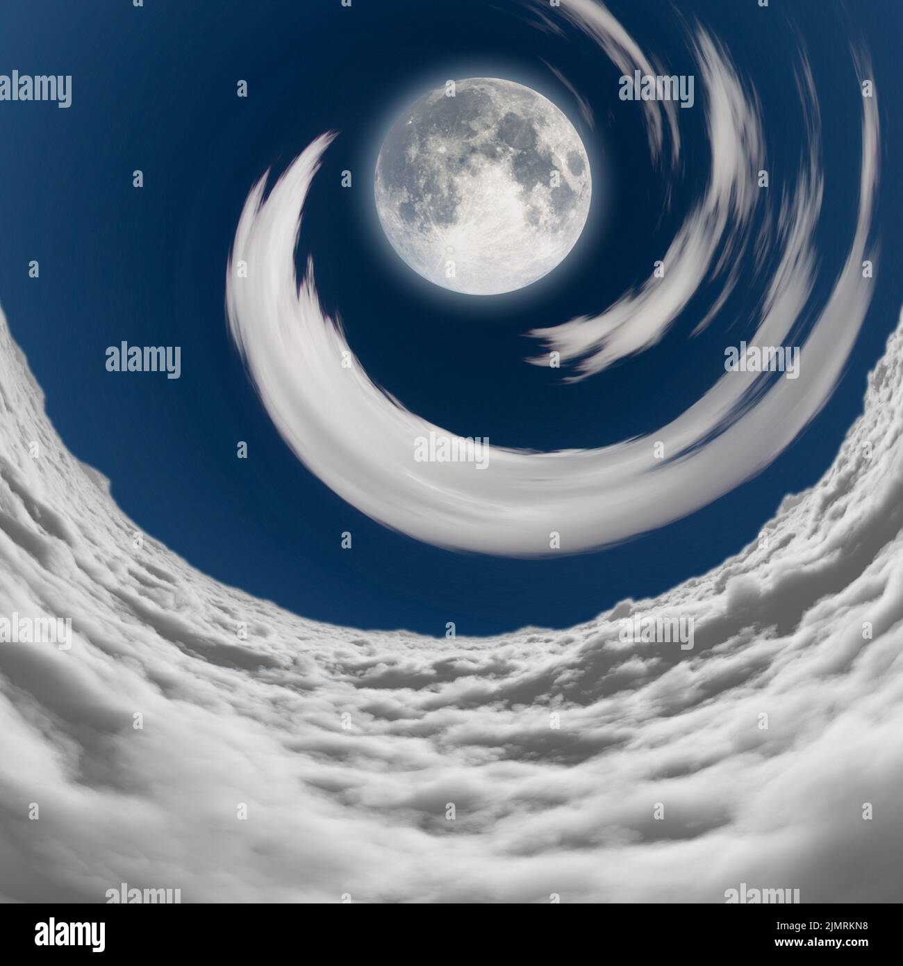 big full moon in a vortex of clouds. 3D rendering Stock Photo - Alamy