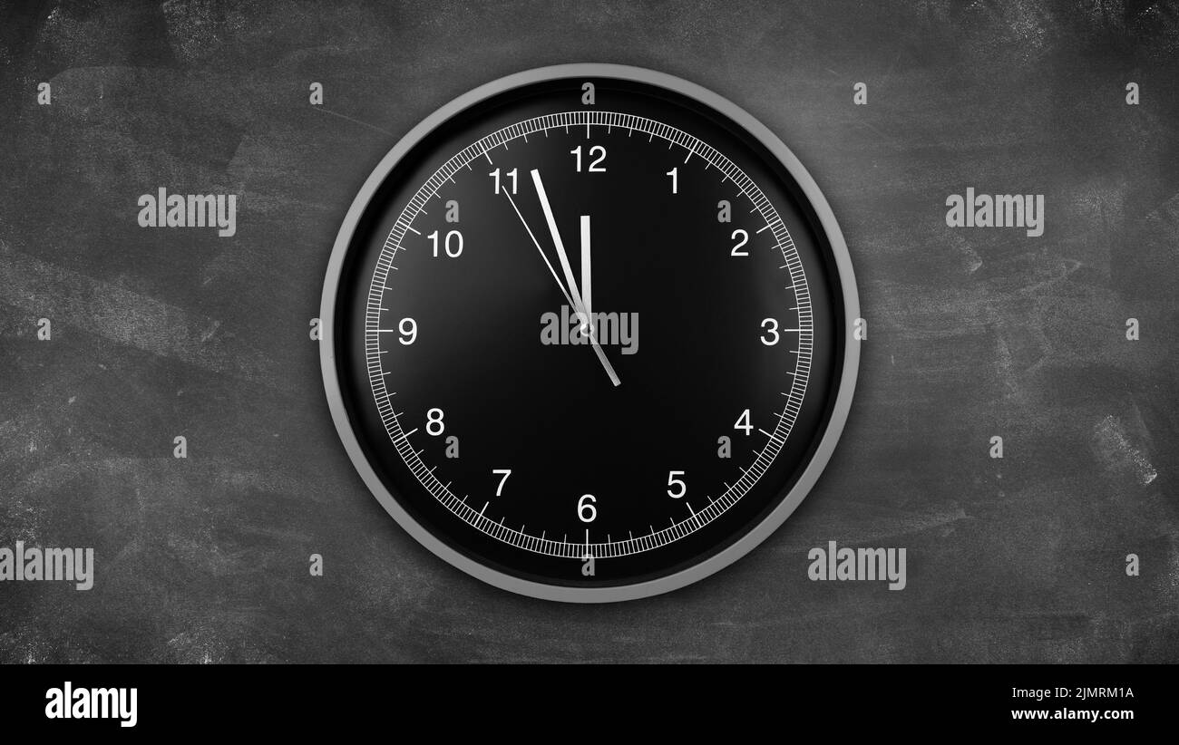 Clock at twelve oclock Black and White Stock Photos & Images - Alamy