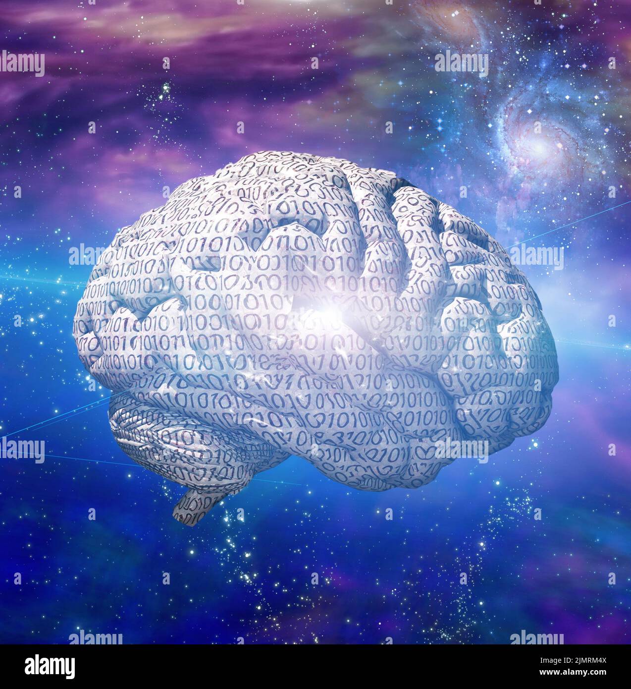 Binary brain space. 3D rendering Stock Photo - Alamy