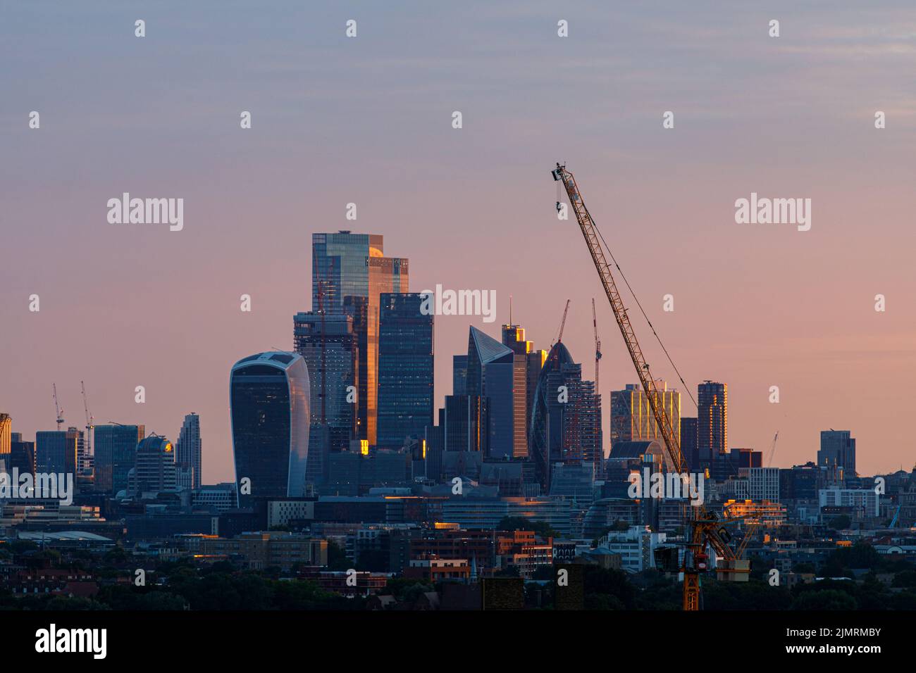 Scenic view of the City of London in the early morning as seen from the ...