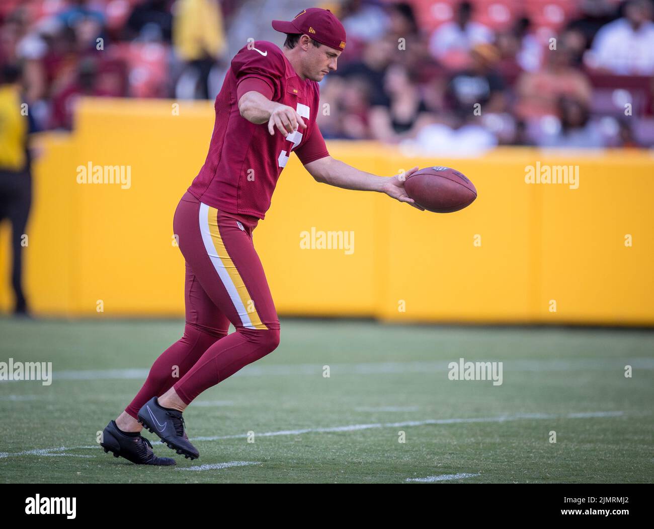 August 6, 2022: Washington Commanders punter Tress Way (5) warming up ...