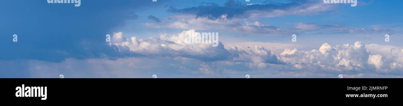 White cumulus clouds in blue sky panoramic high resolution background Stock Photo - Alamy