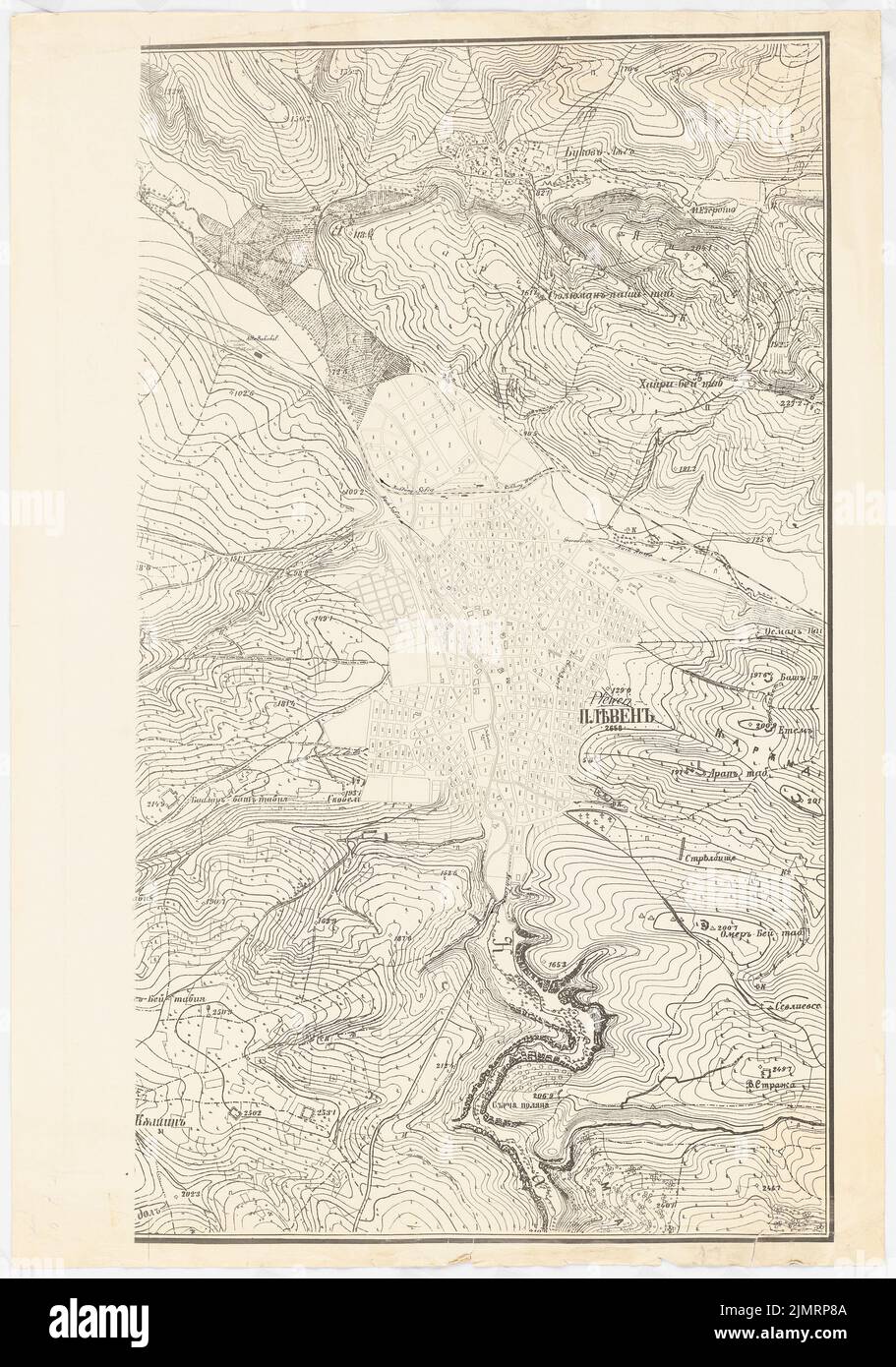Jansen hermann 1869 1945 plewen vermessungskarte mit hohenli hi-res ...