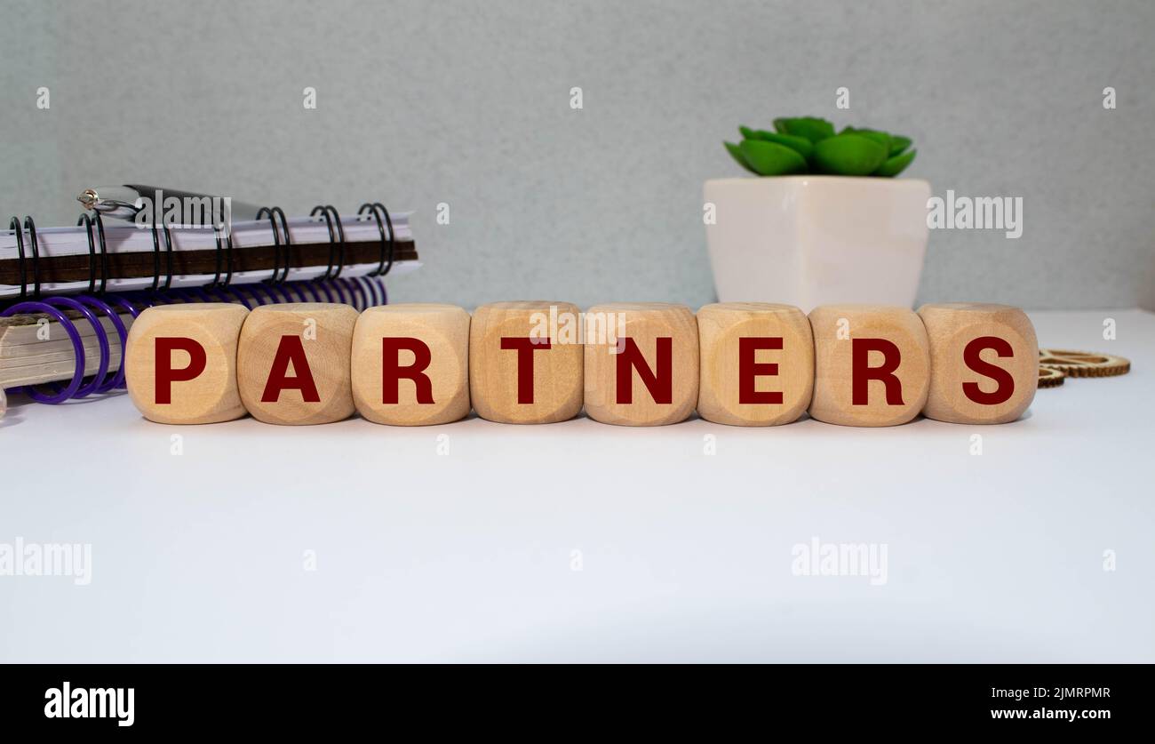 PARTNER word made with building wooden blocks on light background Stock ...