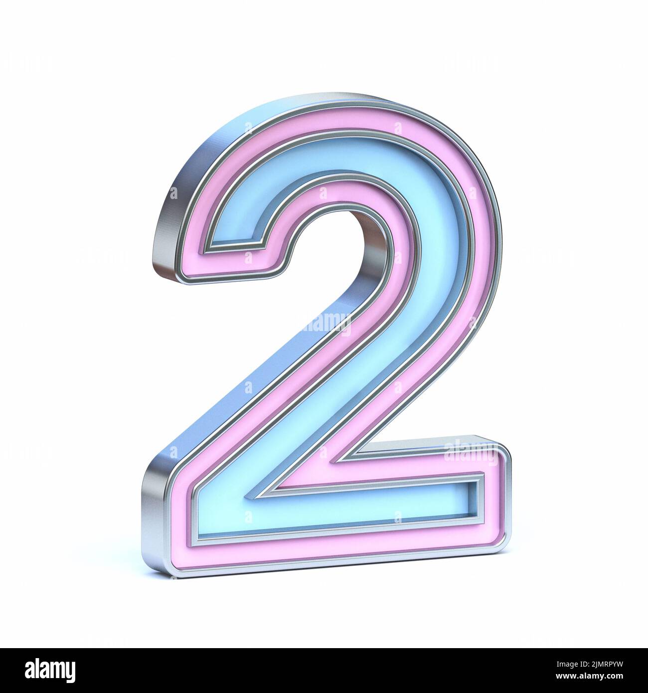 Blue and pink metal font Number 2 TWO 3D Stock Photo - Alamy