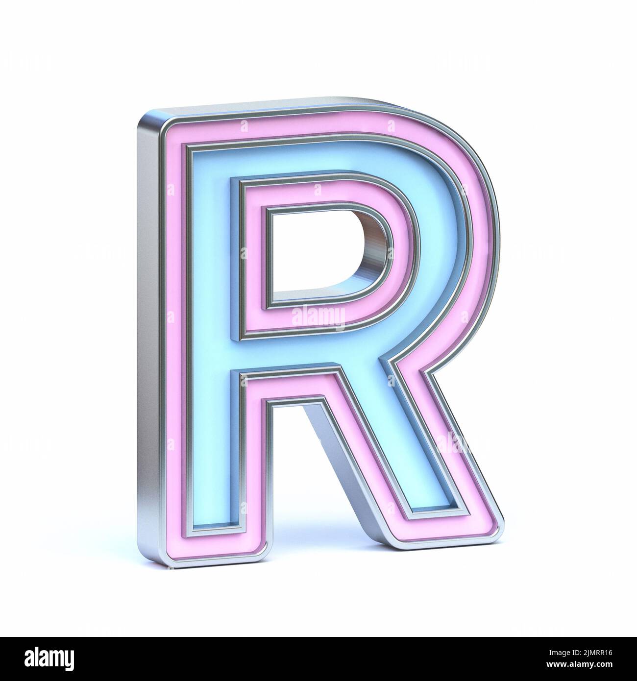 Blue and pink metal font Letter R 3D Stock Photo - Alamy